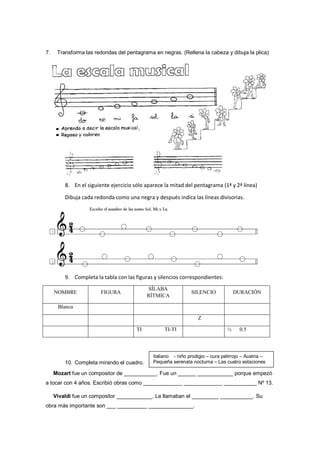 Las notas. Flauta LA. Ficha 2 de 4º | PDF