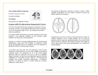 Neurologia escala de ASPECT evaluacion de un paciente neurologico | DOCX