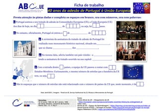 Ficha de trabalho | 40 Anos da Adesão de Portugal à União Europeia | PDF