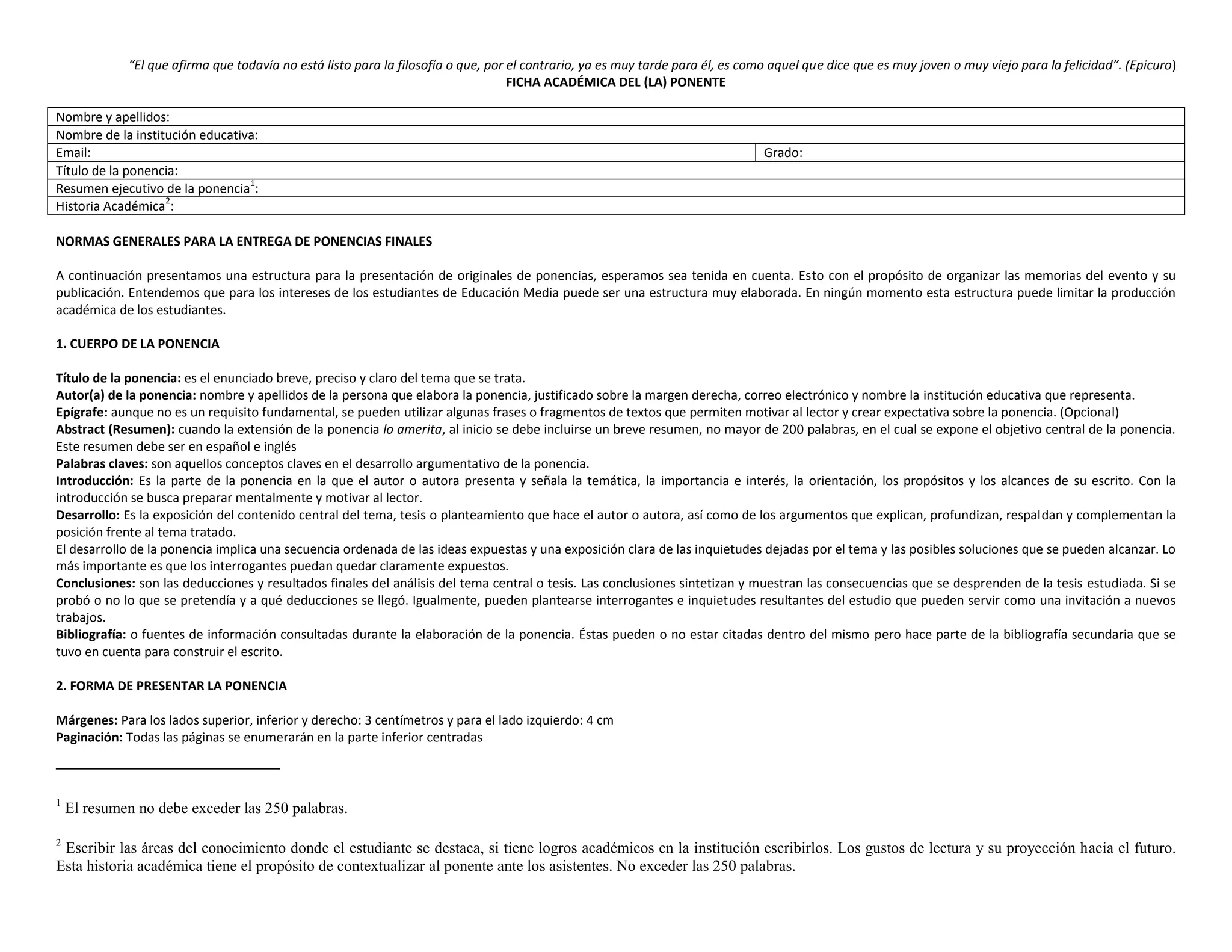 Ficha academica de ponentes | PPT Ficha academica de ponentes | PPT