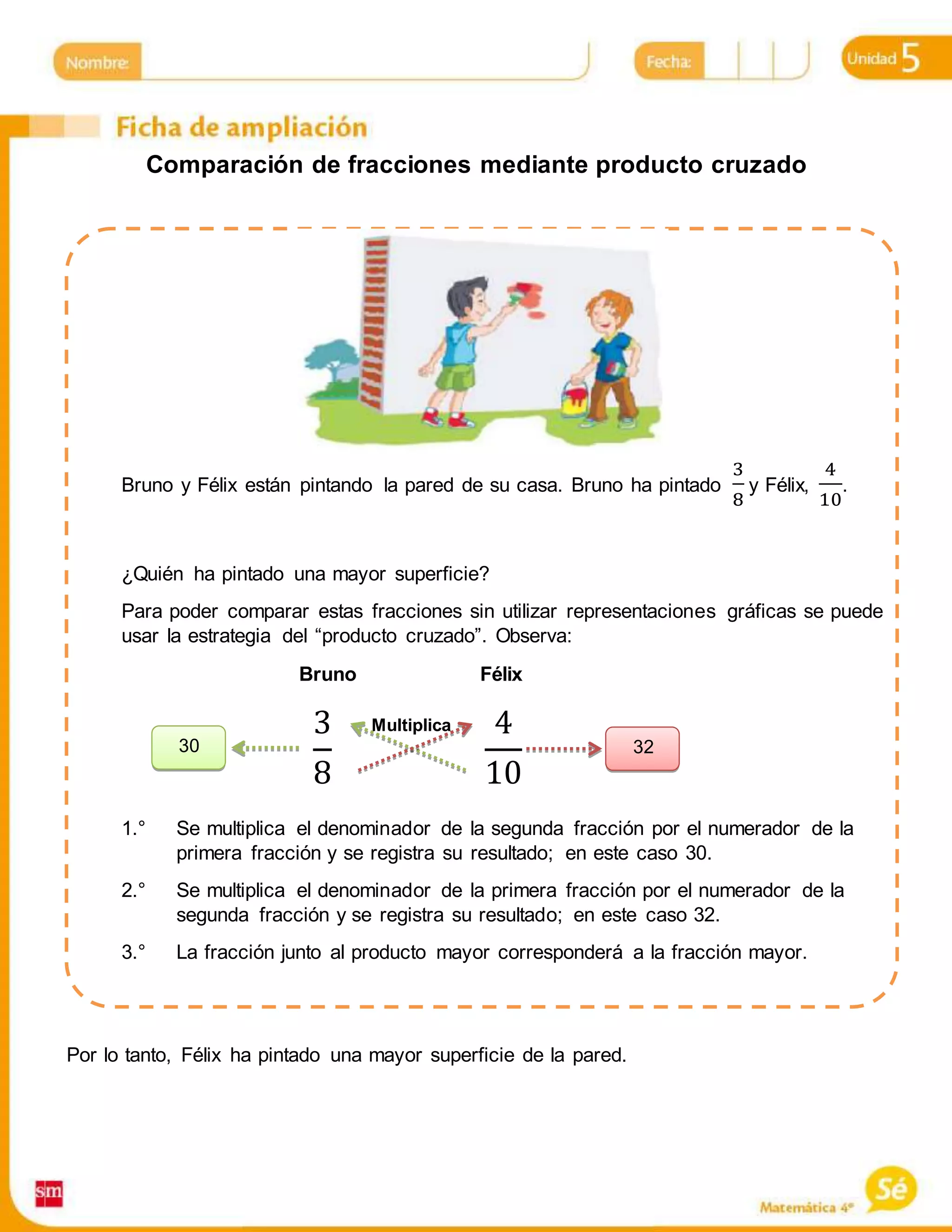 fracciones mediante productos cruzados 4 basico | DOCX
