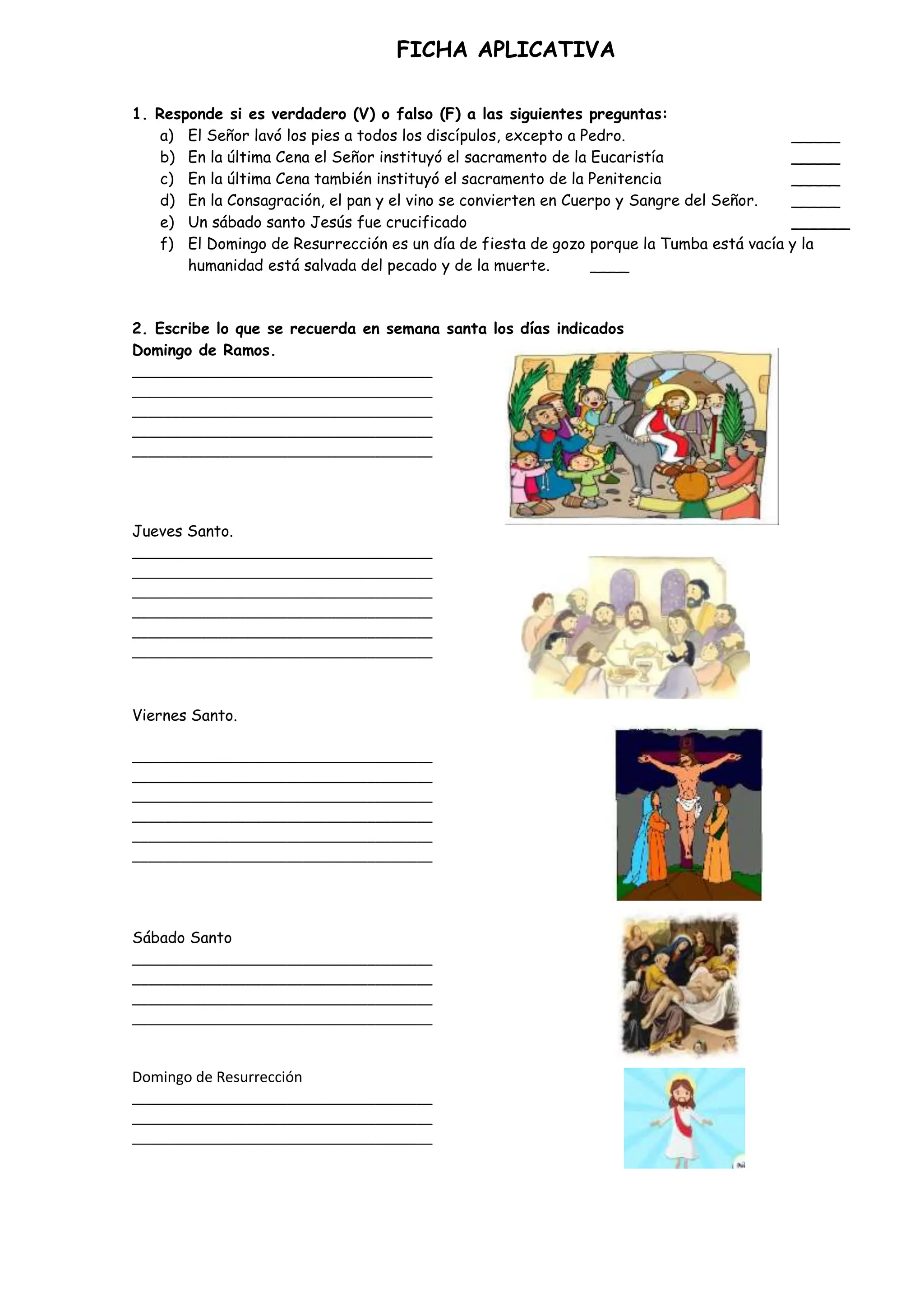 FICHA APLICATIVA SEMANA SANTA.docx para desarrollar | PDF