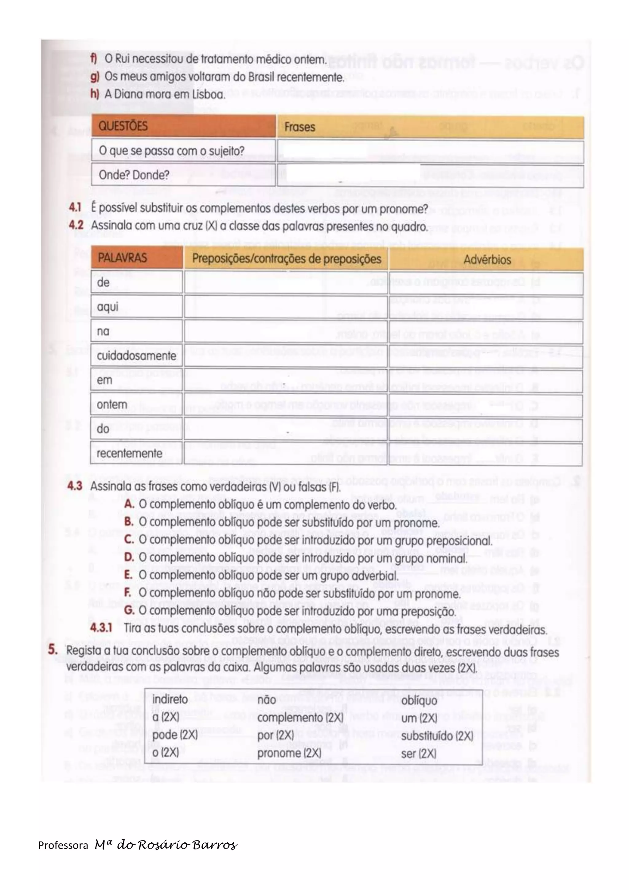 Ficha CEL complemento obliquo | DOCX | Education