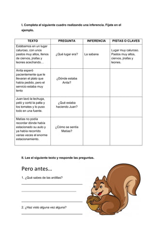 Hoja De Trabajo Para Hacer Inferencias Y Sacar Conclusiones Hojas De