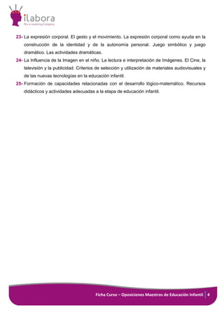 Curso oposiciones al cuerpo de maestros de educación infantil | PDF