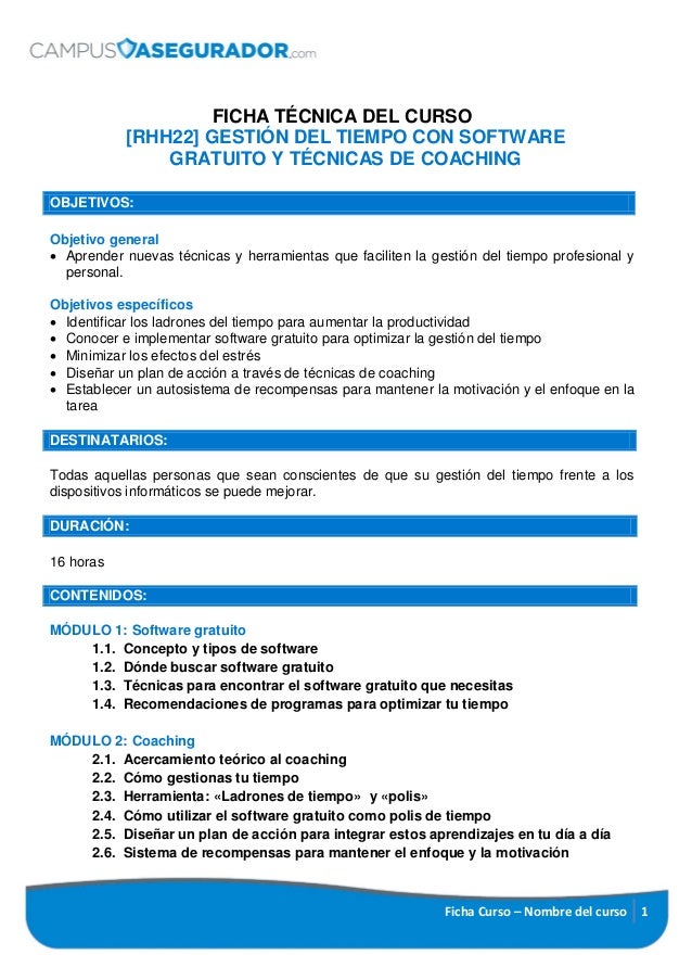 Ficha curso software gratuito y coaching Ficha curso software gratuito y coaching