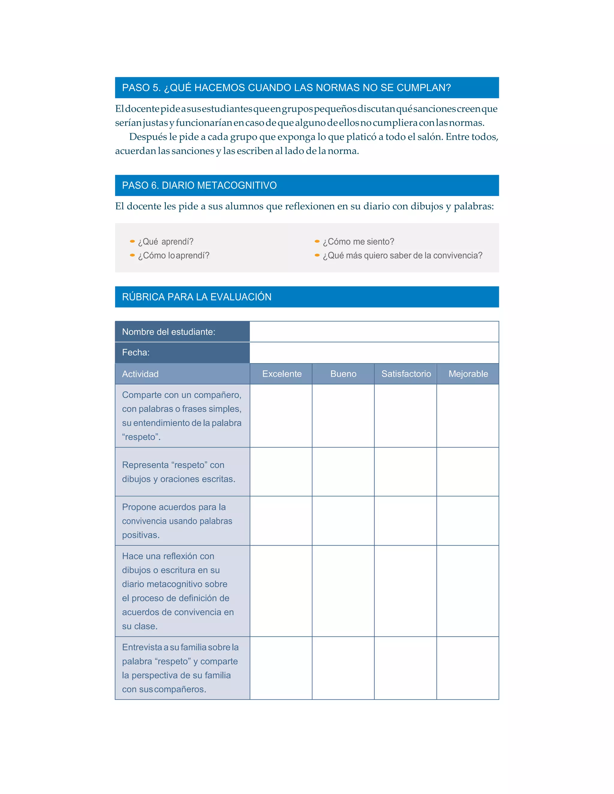 Ficha de acuerdos para la convivencia en nuestro salon | PDF