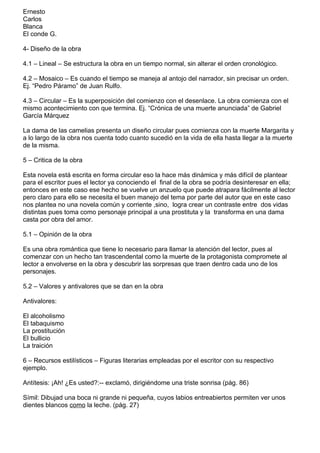 Ficha de anlisis narrativo la dama de las camelias | DOC