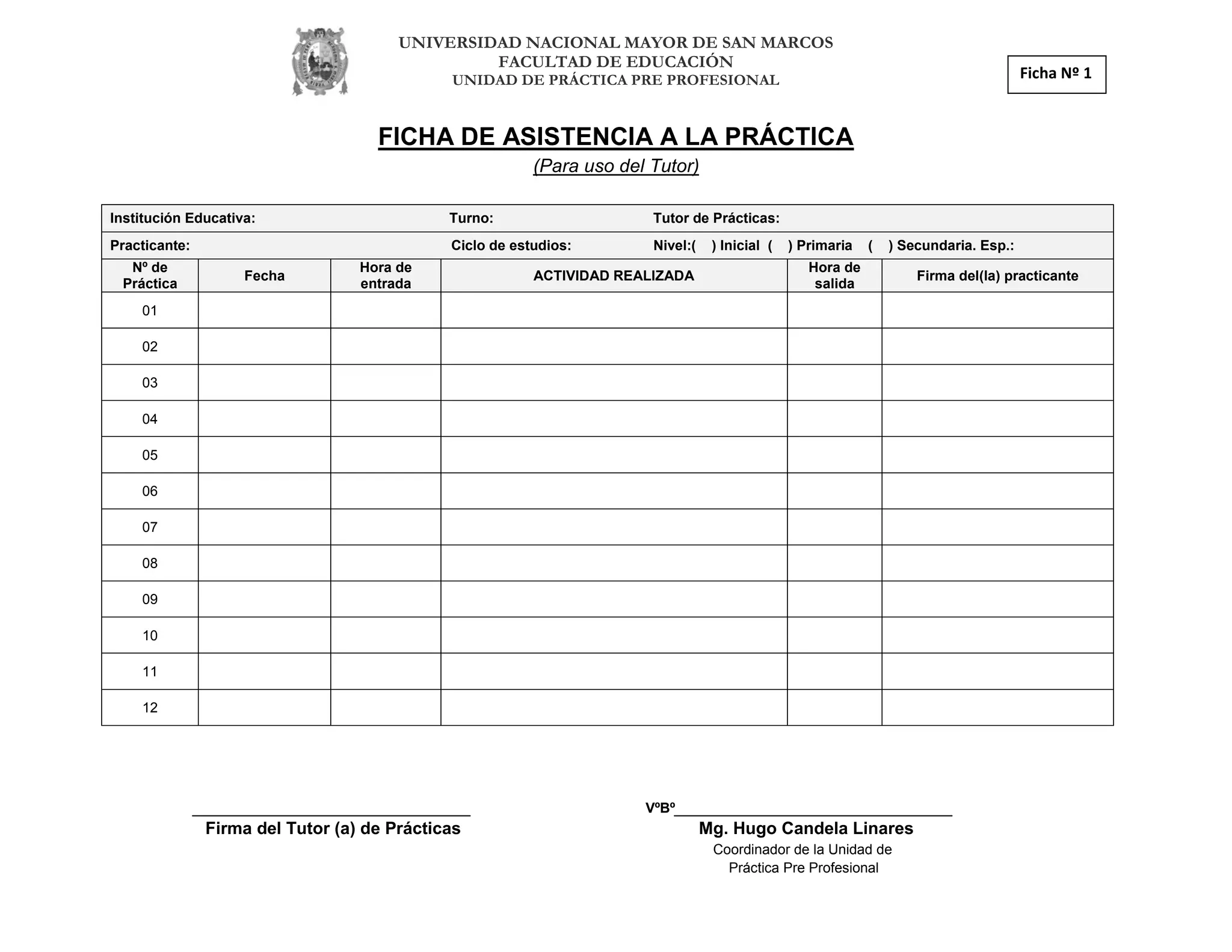 Ficha de asistencia a la práctica | PDF