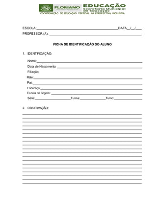 Ficha de atendimento do aee | DOCX