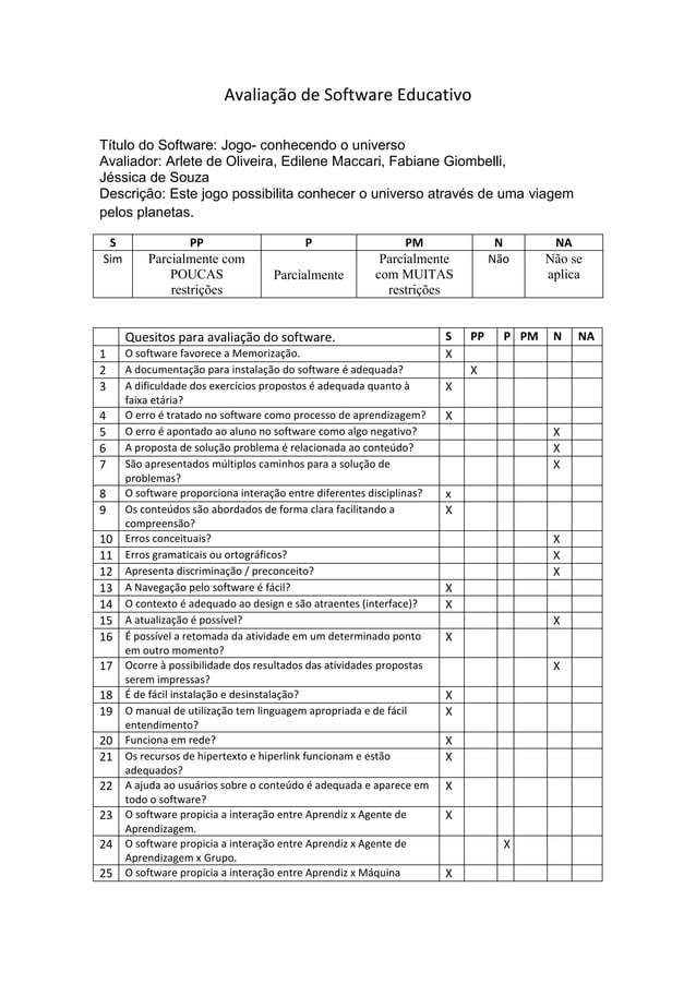 Ficha de avaliação | PDF