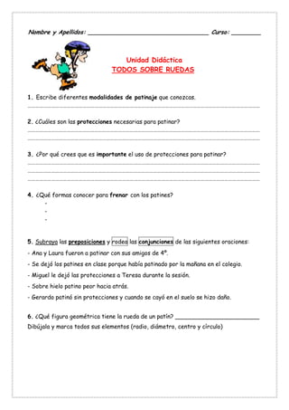 Ficha de competencias patines 4º | PDF