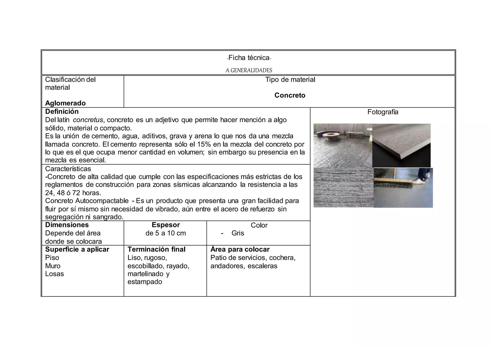 FICHA DE ACBADO DE CONRETO | DOCX