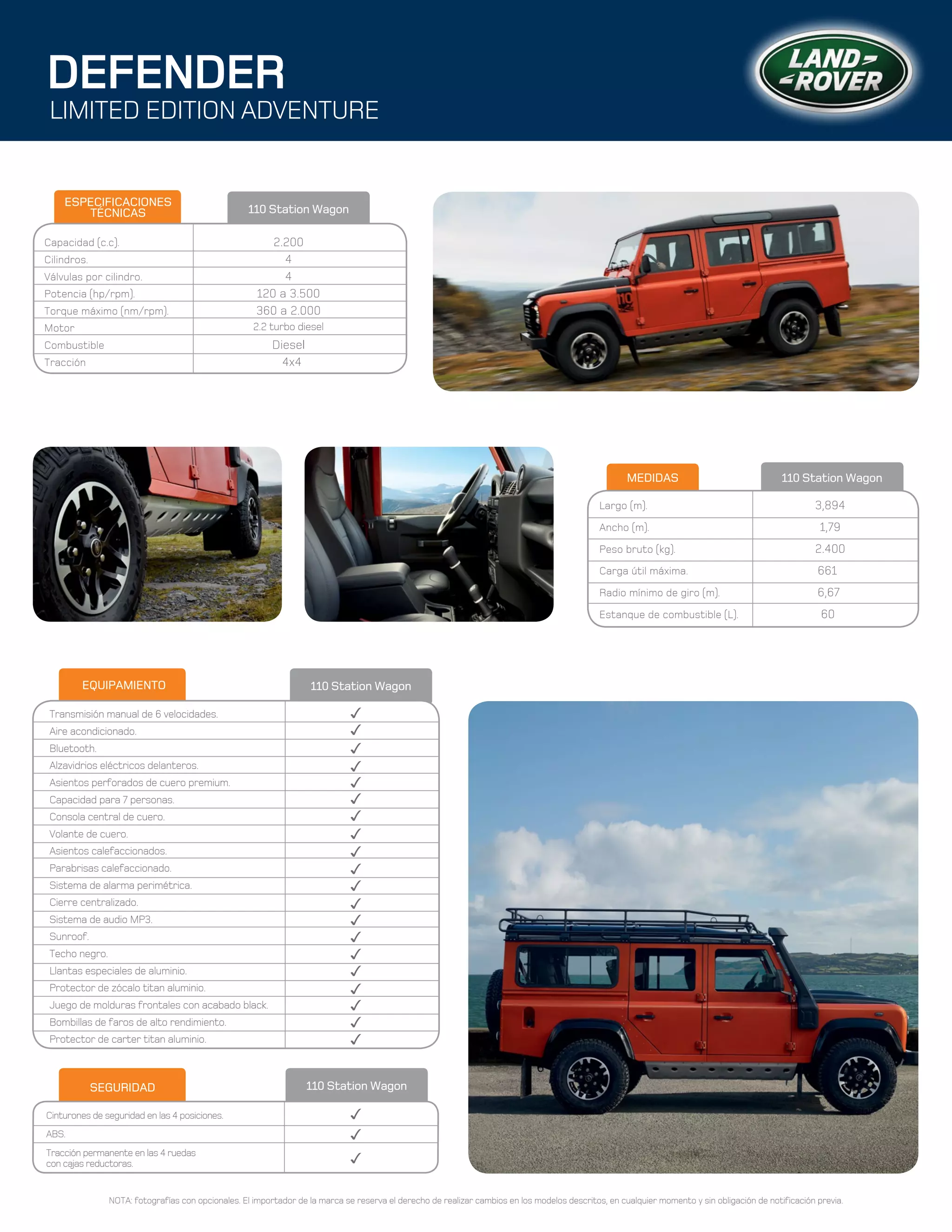 Ficha Land Rover Defender Adventure Edition | PDF