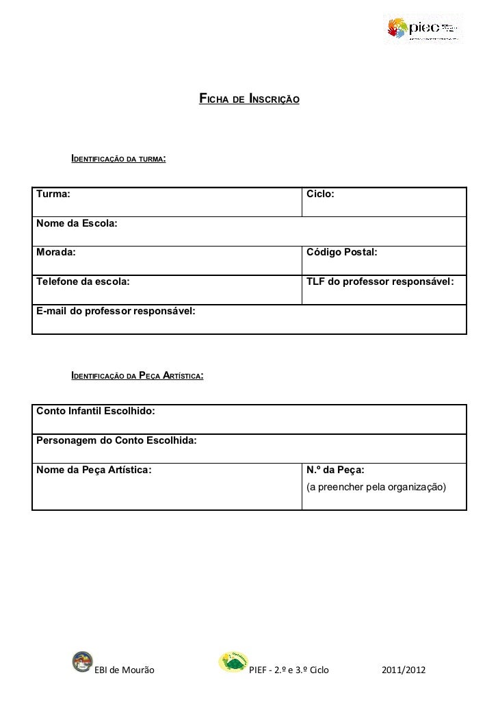 Ficha de inscrição