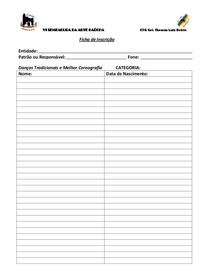 Ficha de Inscrição Word 2000