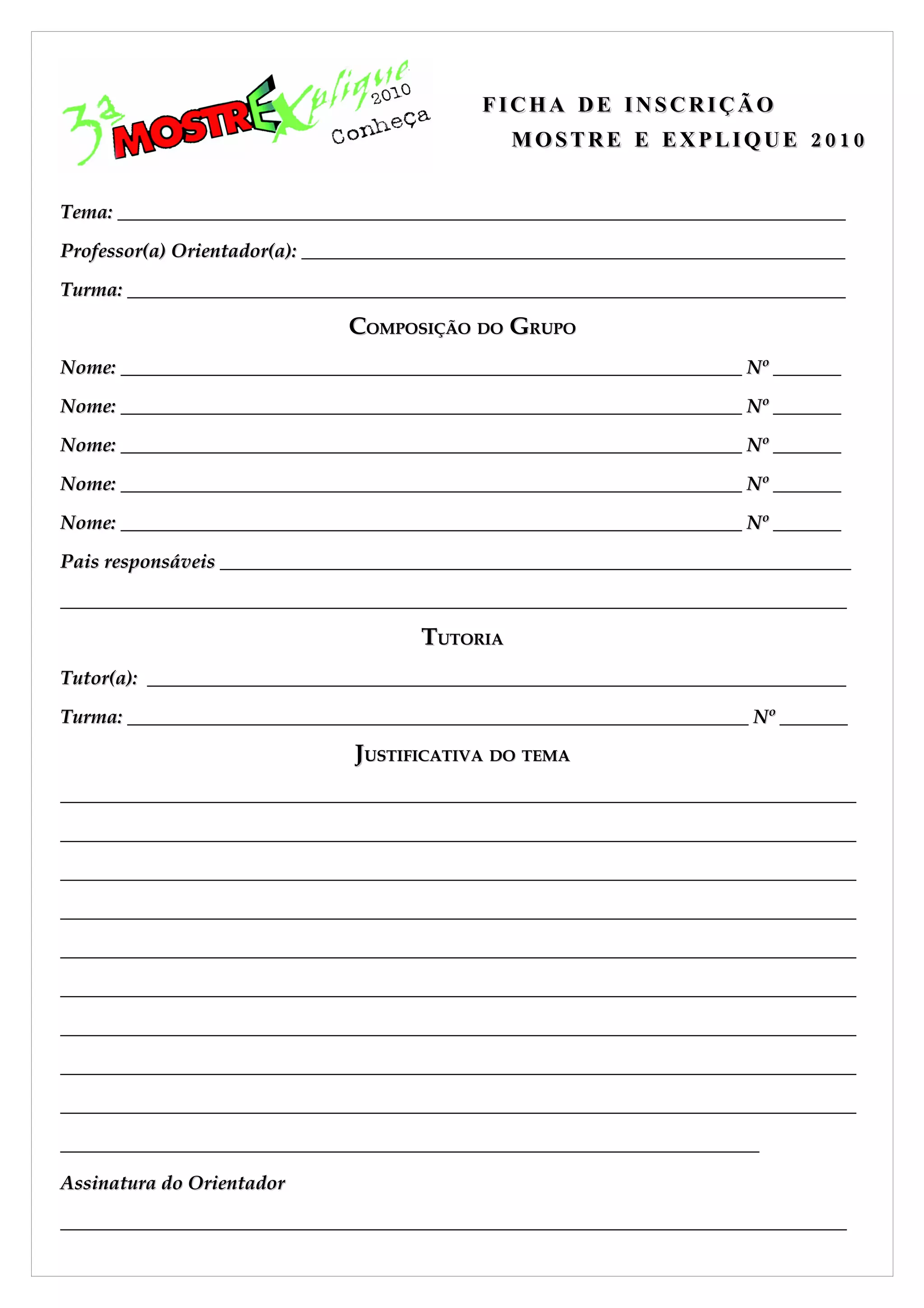 Ficha de inscrição | PDF