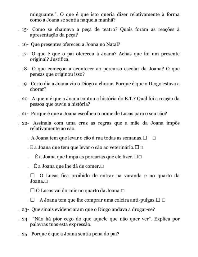 Ficha de leitura sobre a lua de joana | PDF Ficha de leitura sobre a lua de joana | PDF