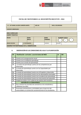 Ficha De Monitoreo Y Acompa Amiento 2024 Minedu Pdf