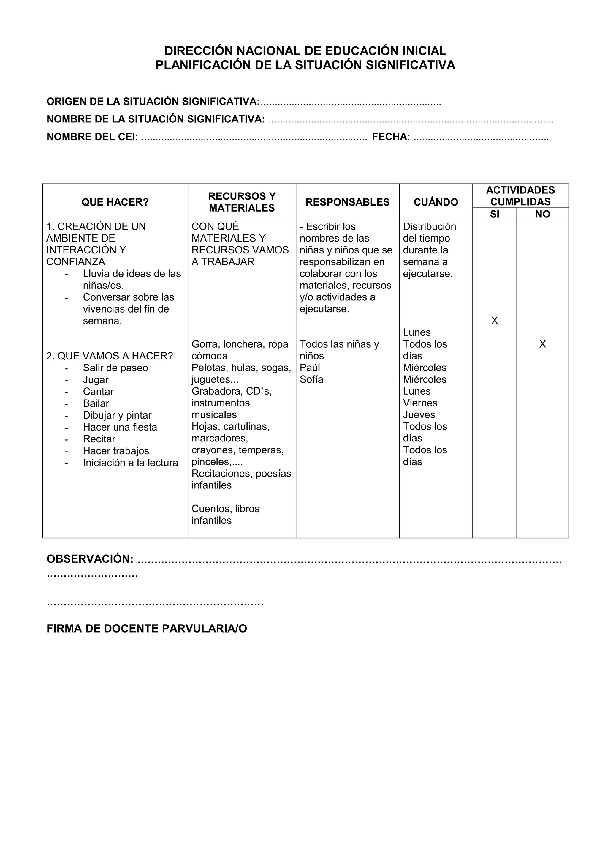 Ficha de planificación diaria | DOC
