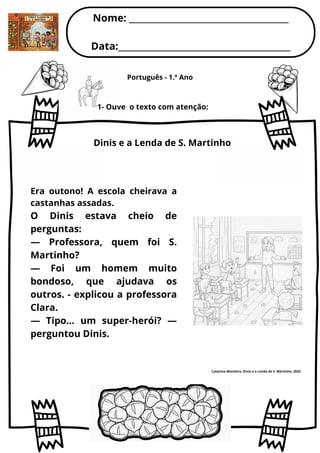 Ficha de Português 1.ºano- Dinis e a Lenda de S. Martinho.pdf