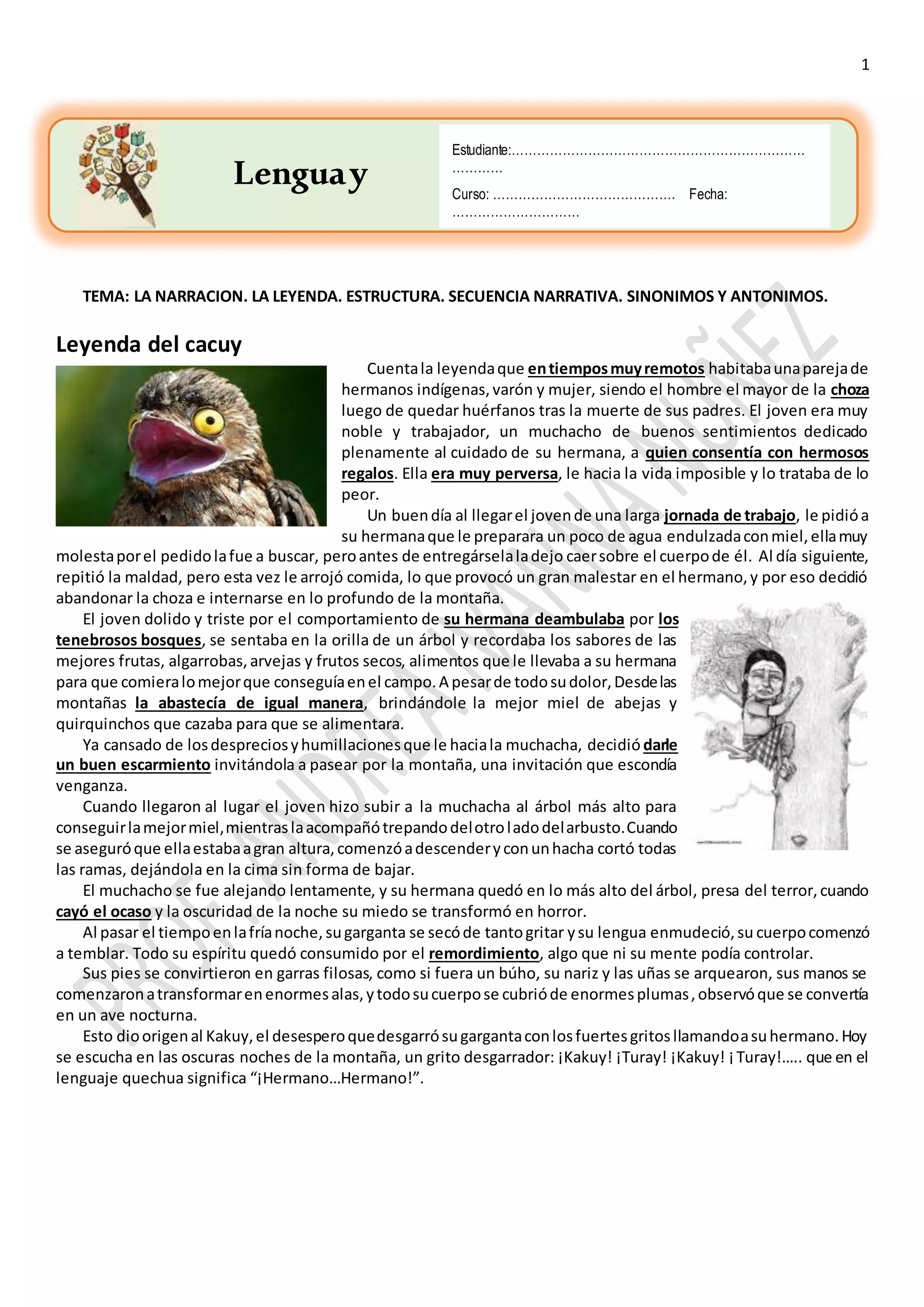 Ficha de teorico practica leyenda del kakuy | DOCX