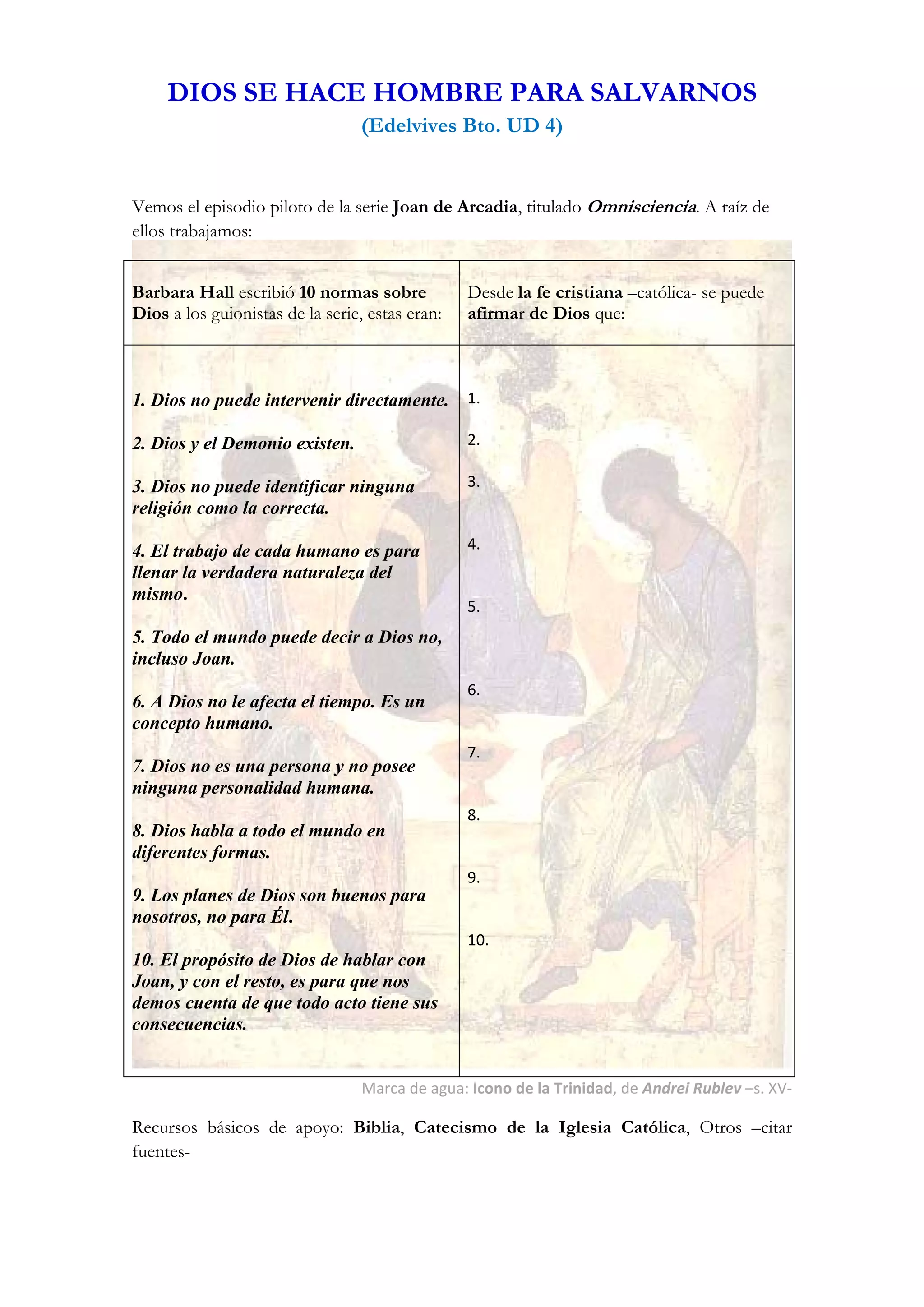 Ficha De Trabajo Joan De Arcadia | PDF