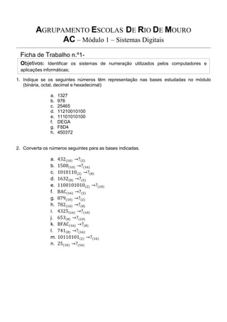 Ficha de trabalho ac-n-1 | PDF
