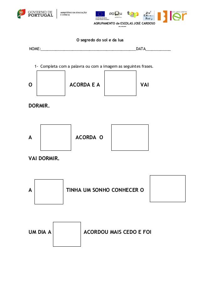 Ficha De Trabalho 4 O Segredo Do Sol E Da Lua