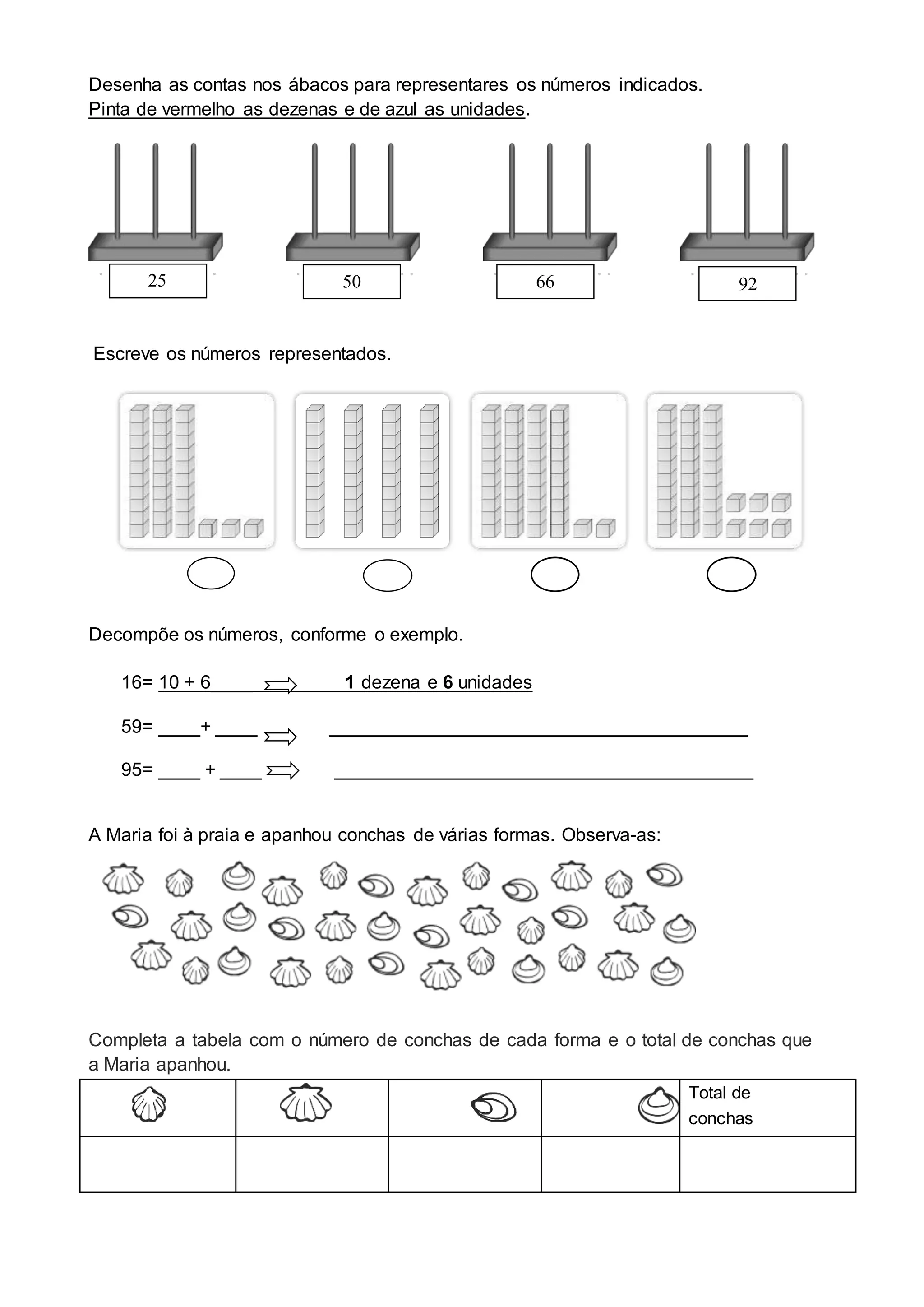 Ficha de trabalho de aula e casa Matemática | DOC