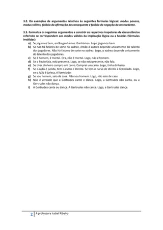 Ficha de trabalho lógica proposicional 2 fotocopiar | PDF