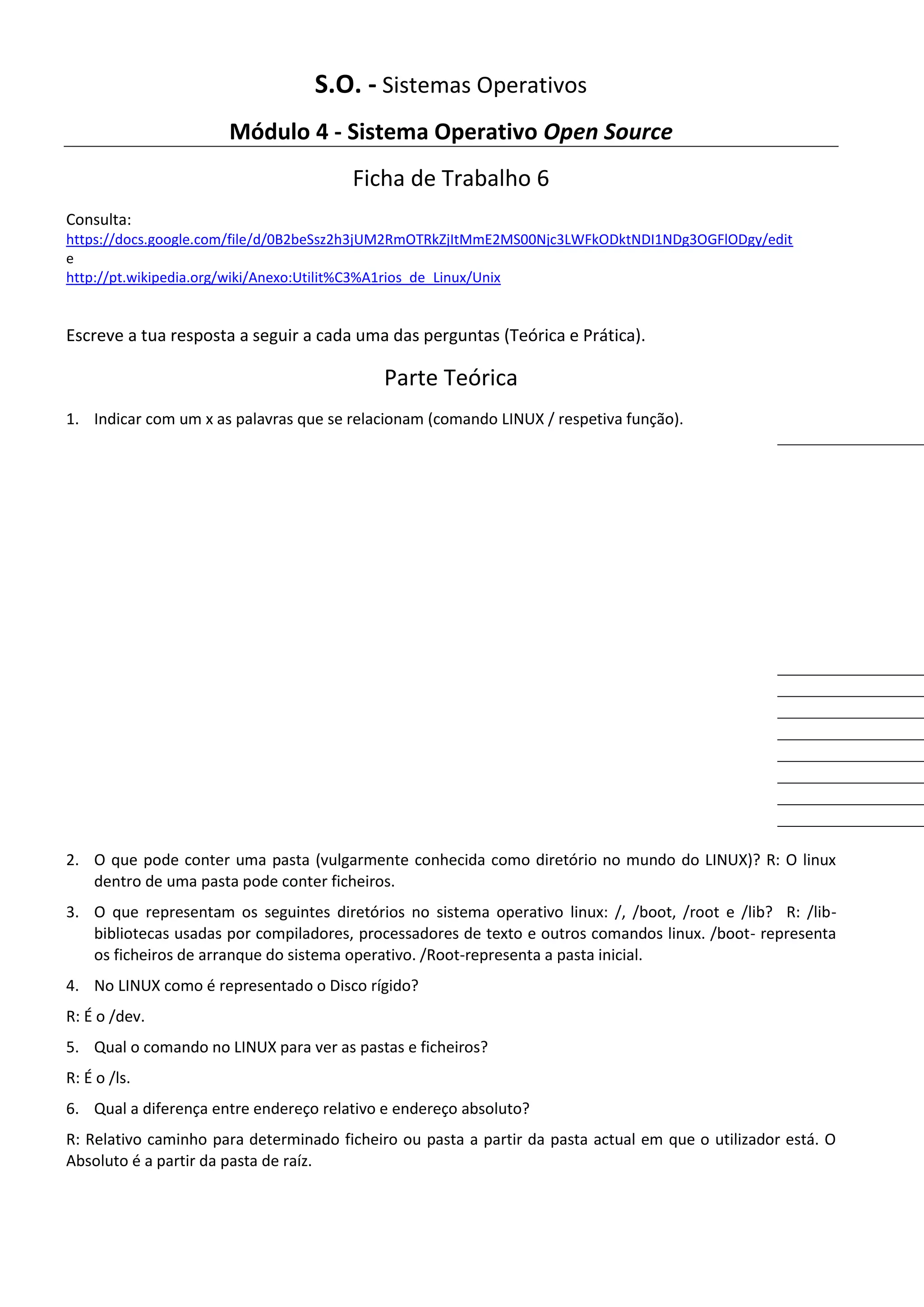 Ficha de trabalho so 6 m4 linux comandos | DOCX