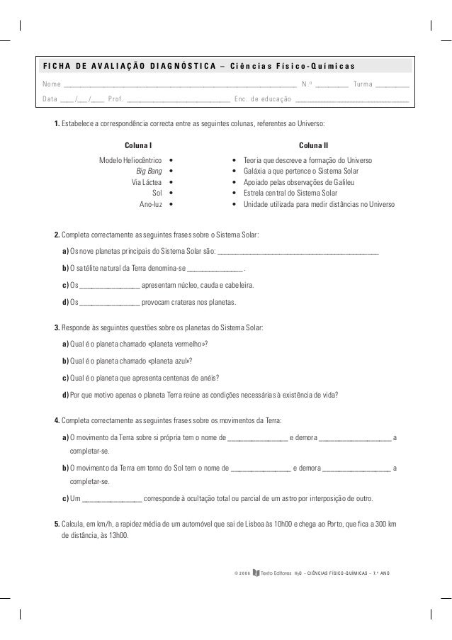 Ficha diagnostico - FQ