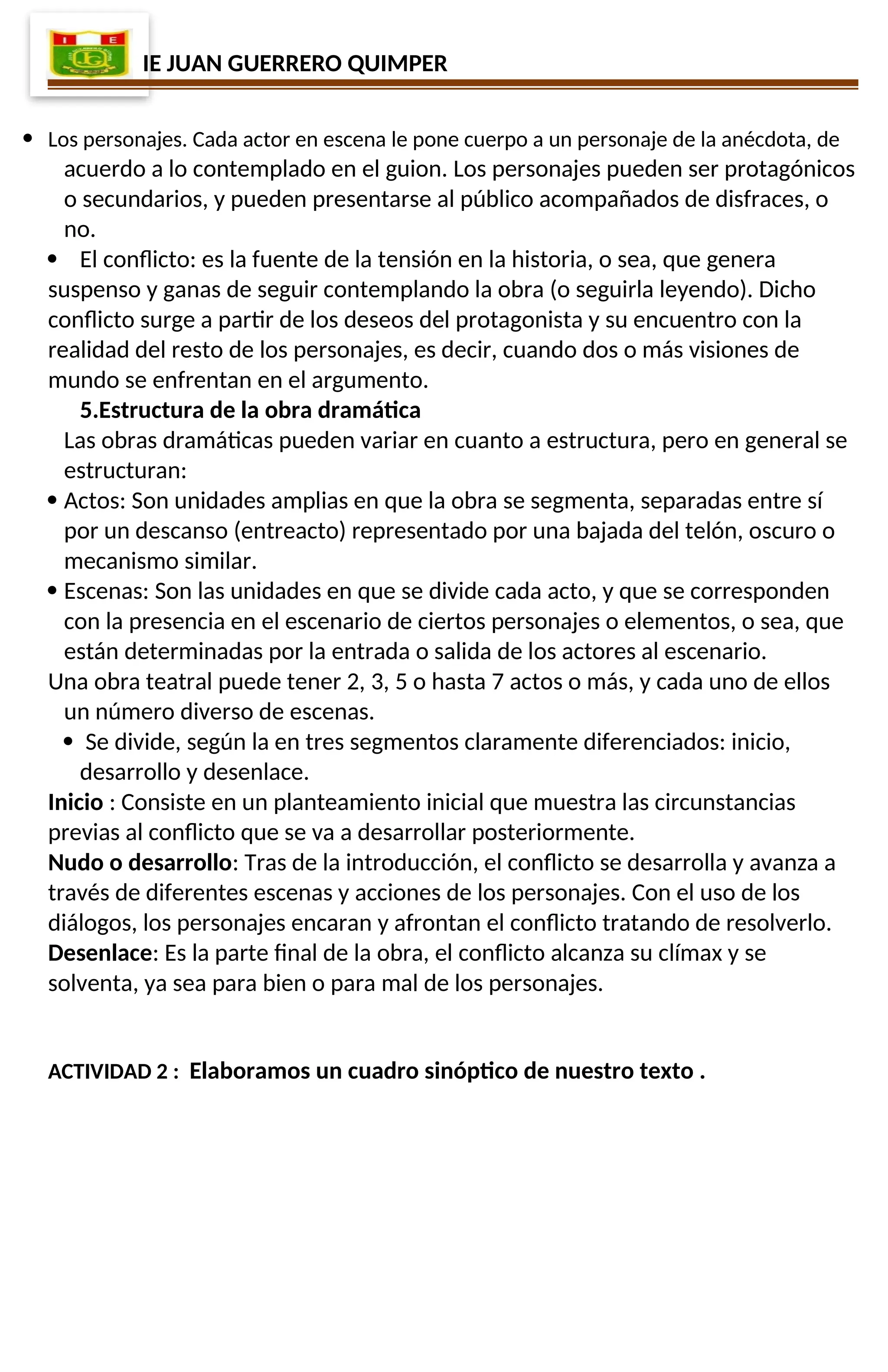 FICHA GENERO DRAMATICO LITERATURA PERUANA | PDF