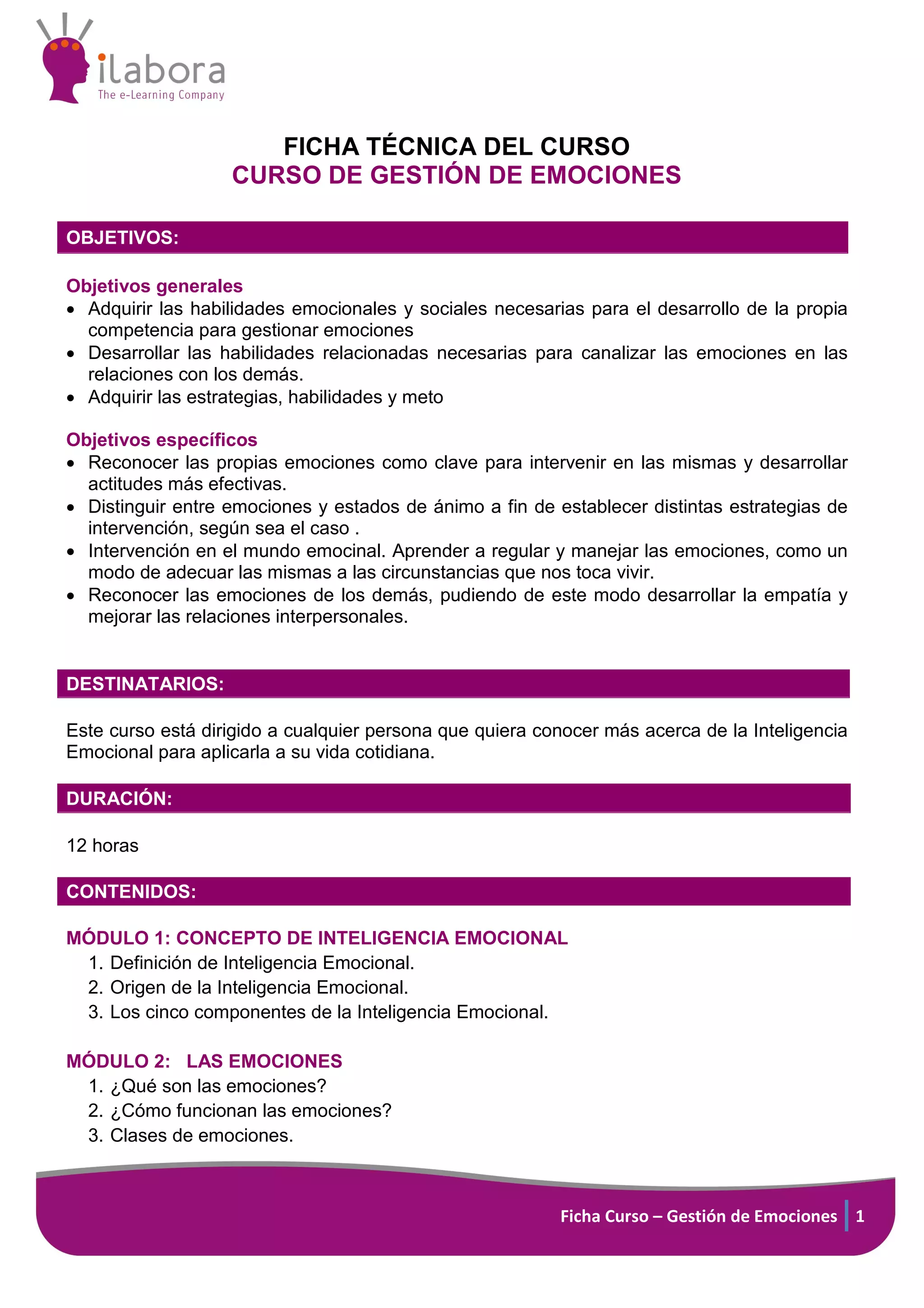 Curso de Gestión de Emociones | PDF