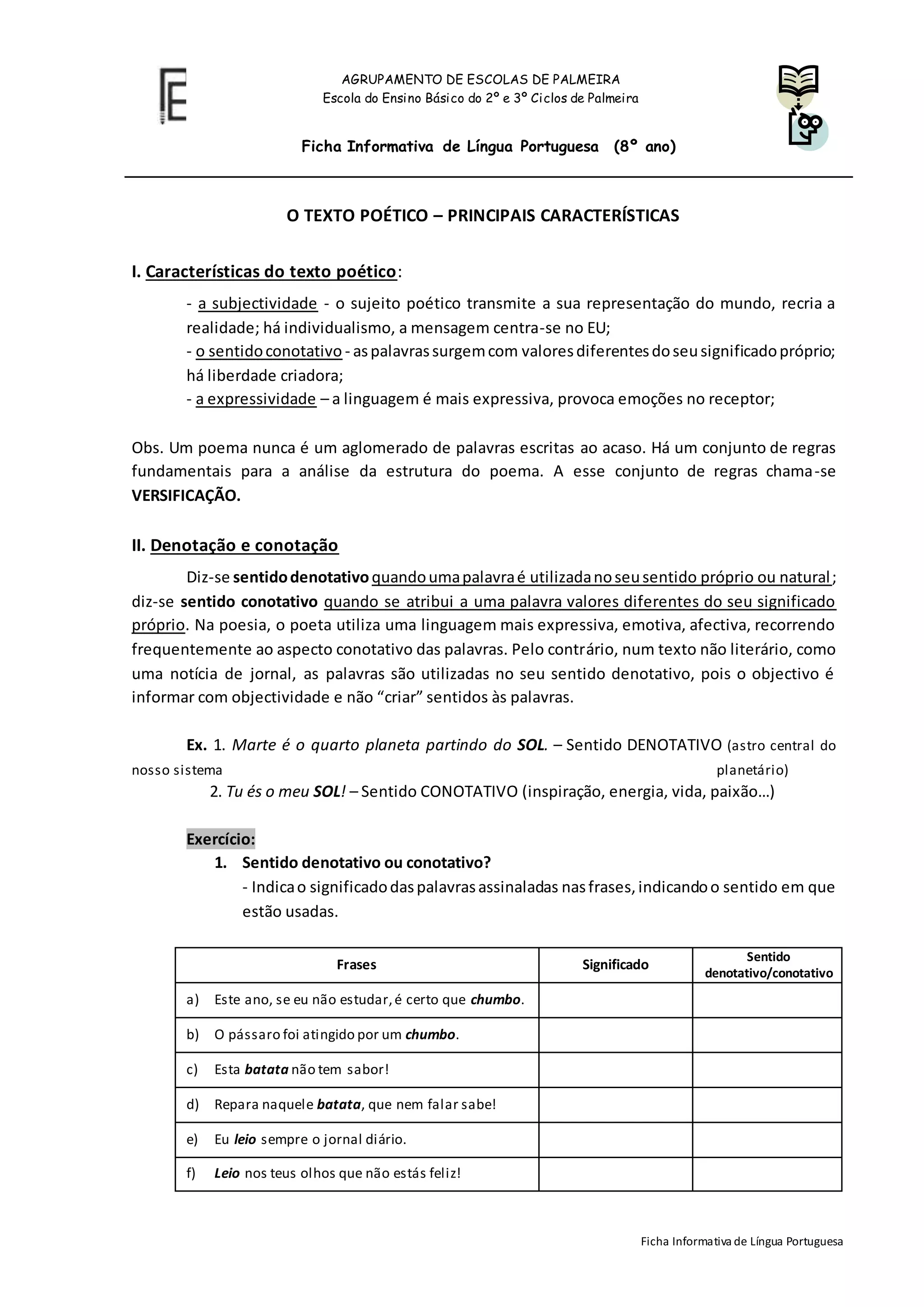 Ficha informativa o texto poético | DOCX