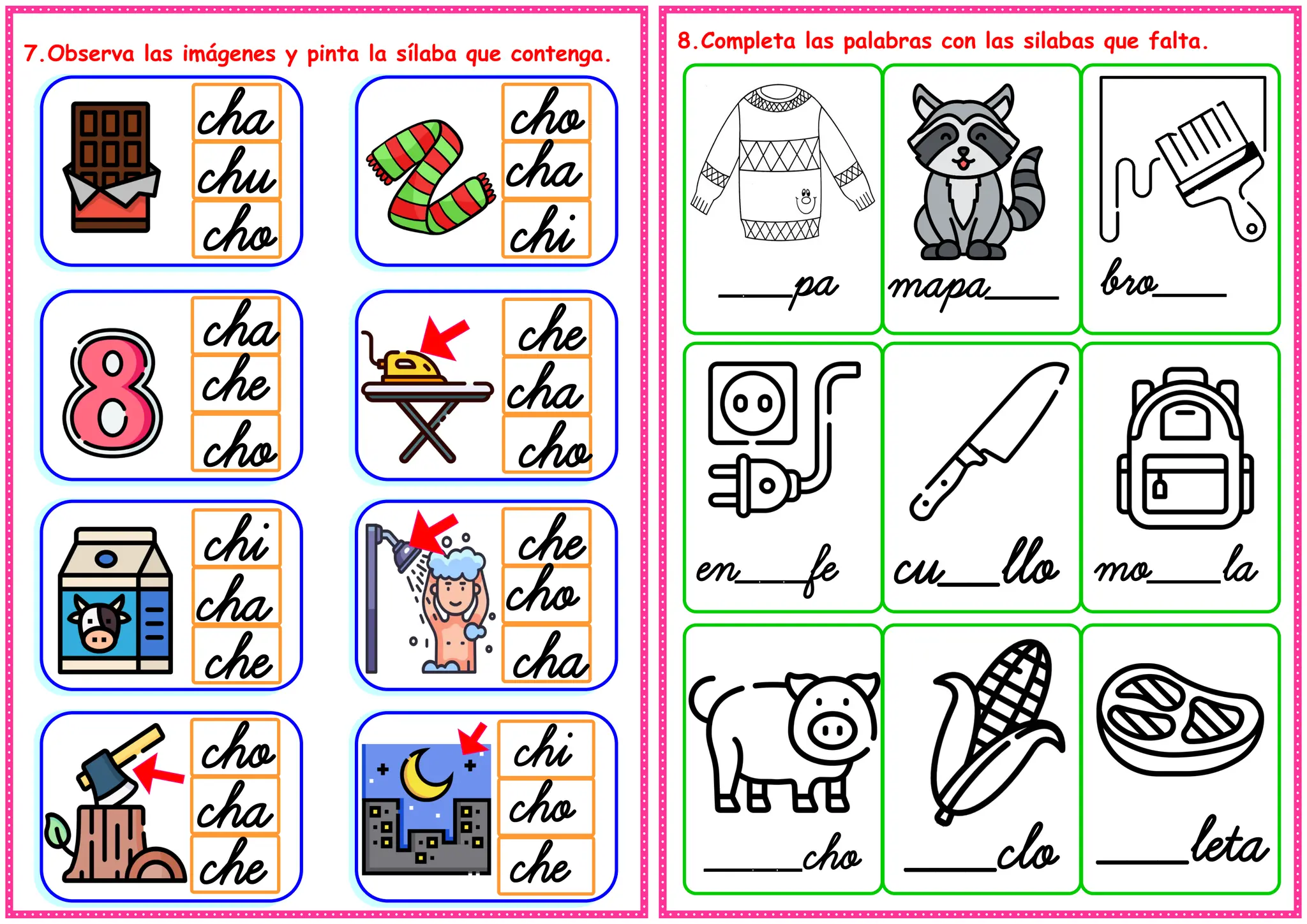 ficha de trabajo letra ch para segundo grado de primaria | PPT