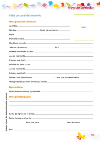 Ficha personal del alumno | PDF