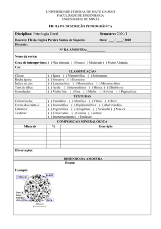 Ficha descrição de rochas ígneas | PDF