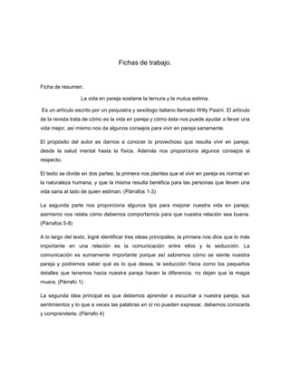 Hojas De Trabajo Sobre Relaciones