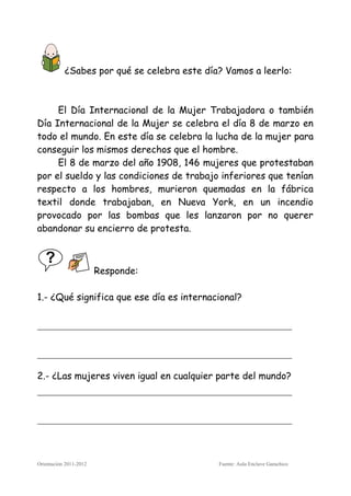Fichas Dia internacional de la Mujer -1º y 2º ciclo | DOC