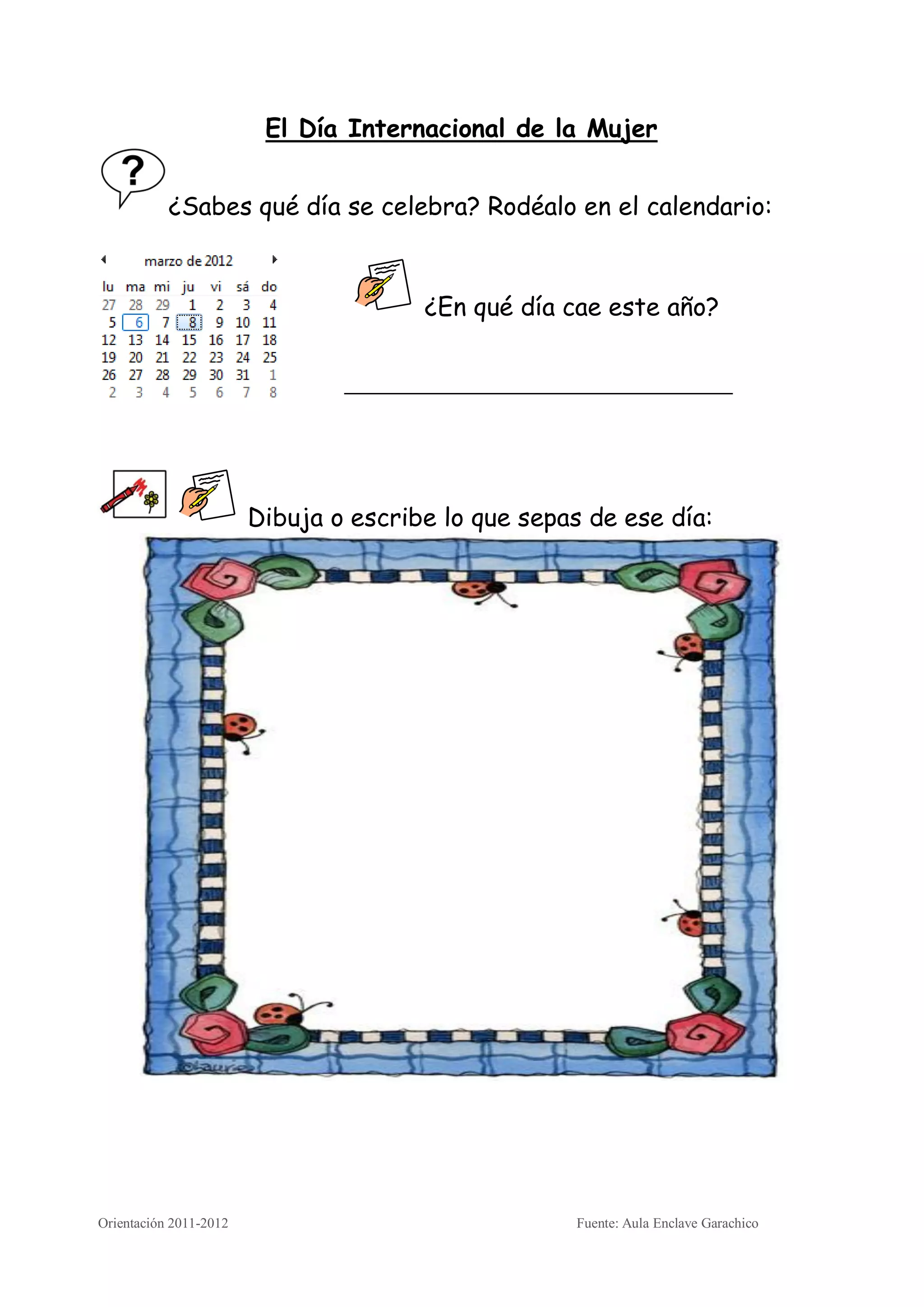 Fichas dia-internacional-de-la-mujer -1º y 2º ciclo | PDF | Women\'s ...