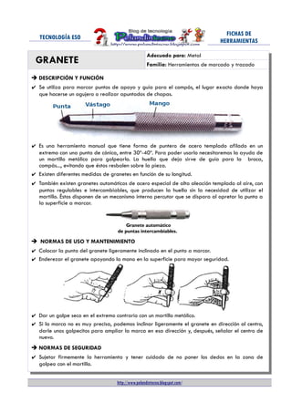 Clasificación y fichas de herramientas | PDF