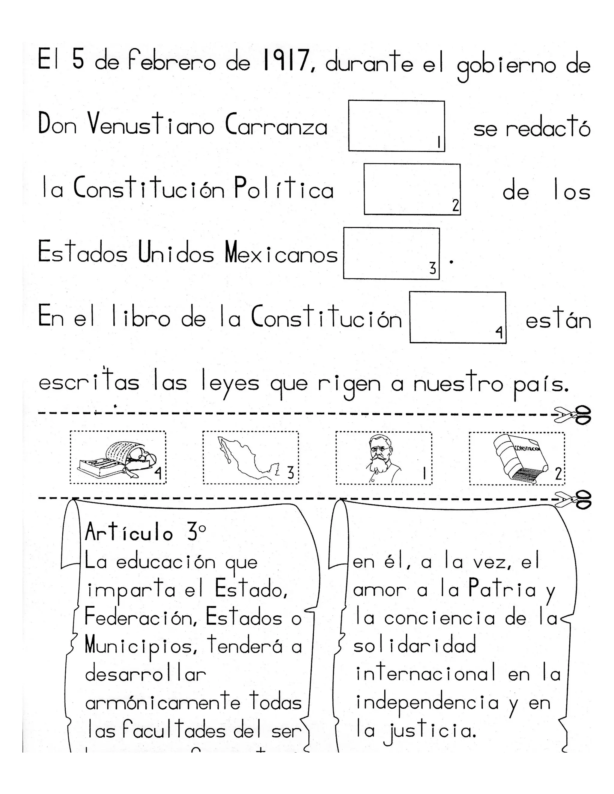 Fichas para-trabajar-el-aniversario-de-la-constitucion-mexicana-5-de ...