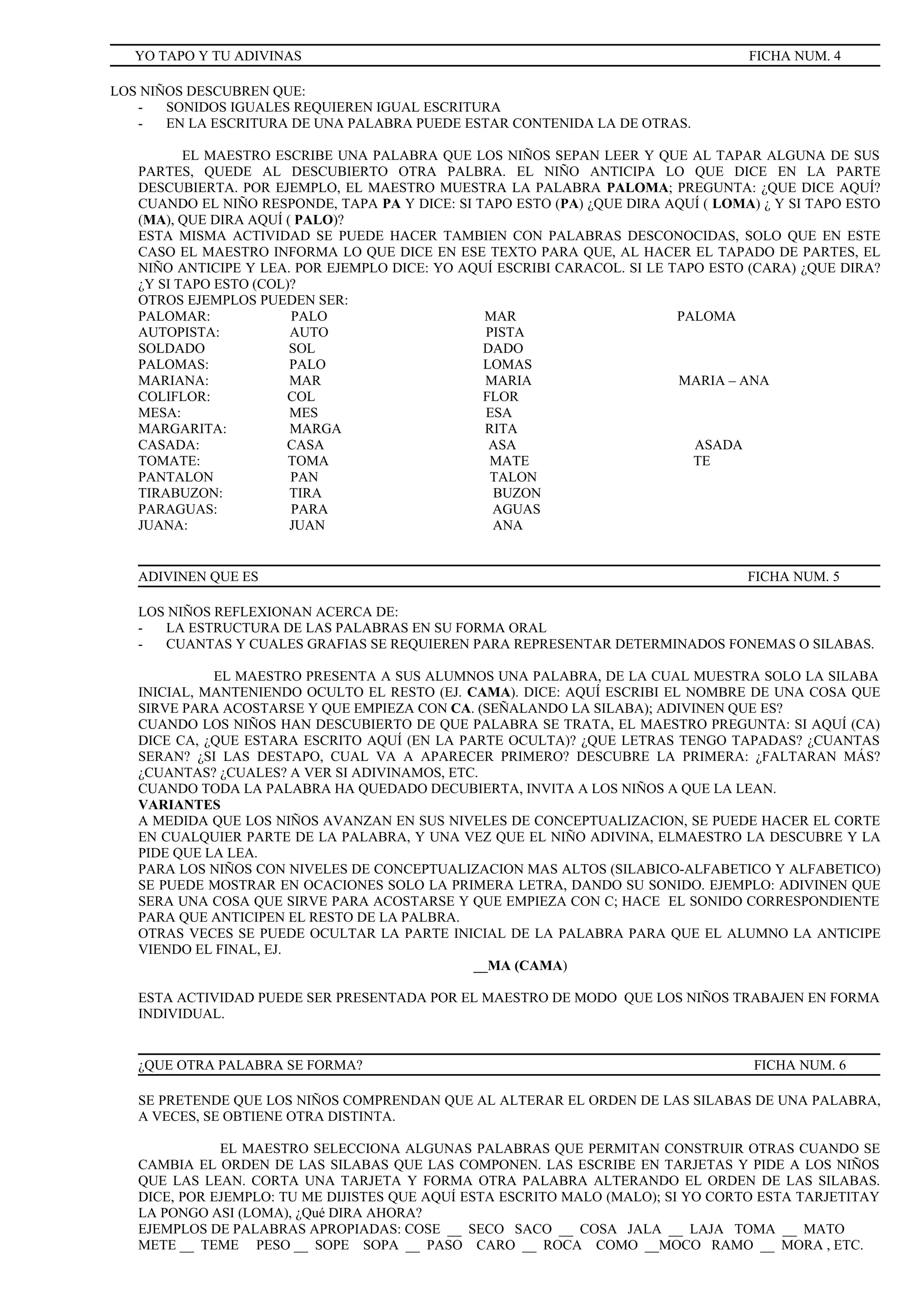 Fichas+amarillas+sil+alf | PDF