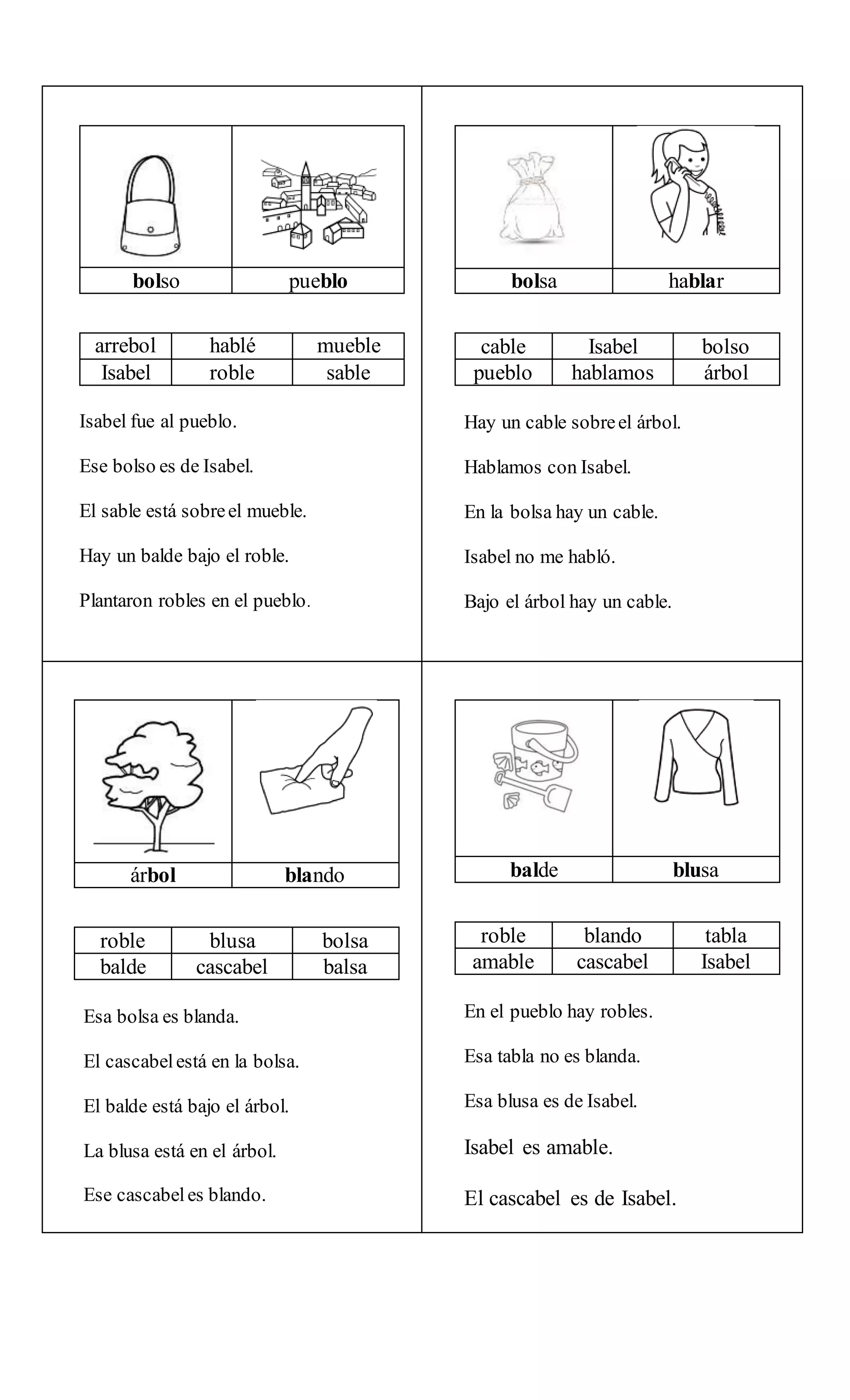 Fichas Lectura grupos consonanticos | DOCX