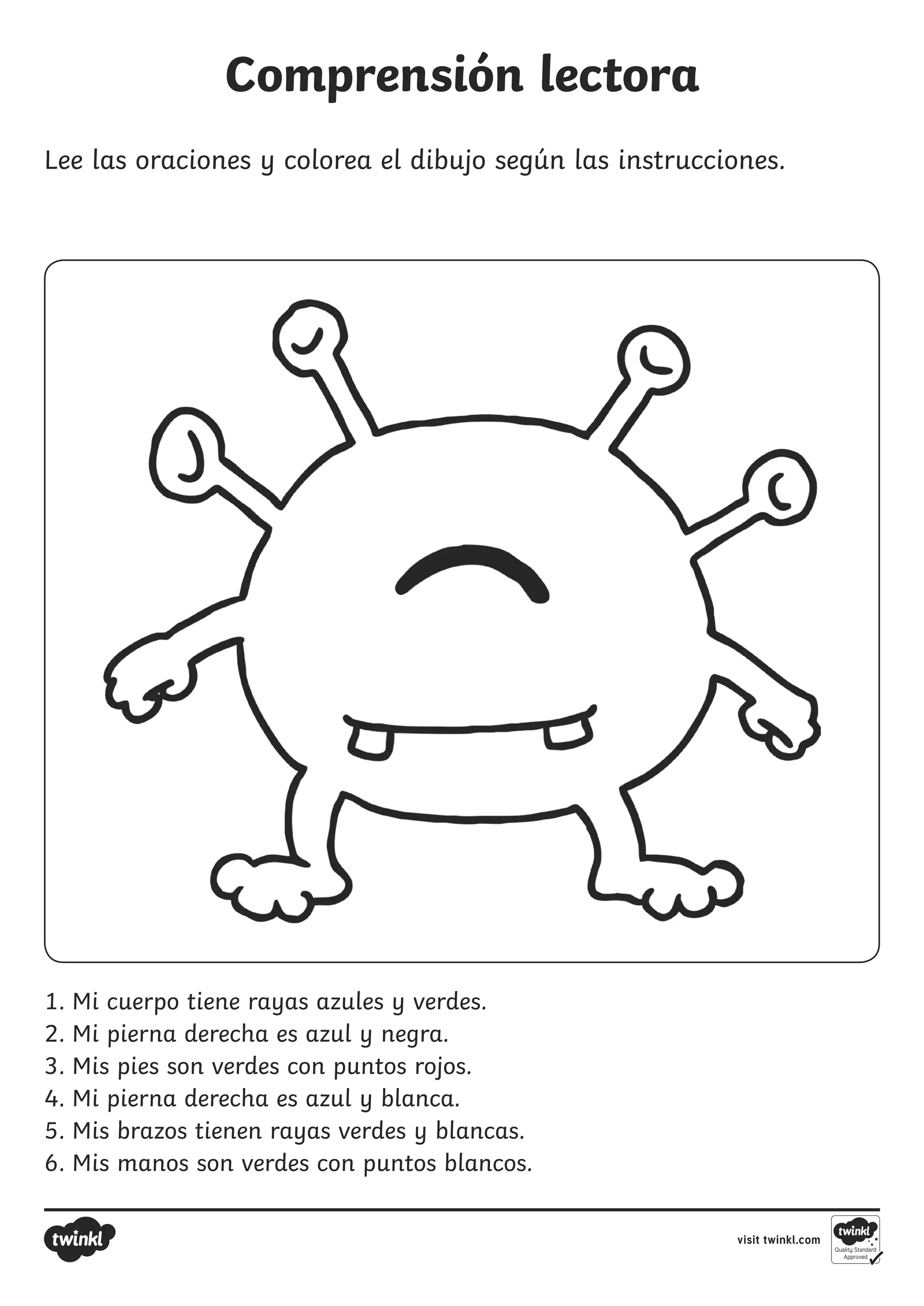 Fichas de actividad Comprensión lectora - Colorear según las ...