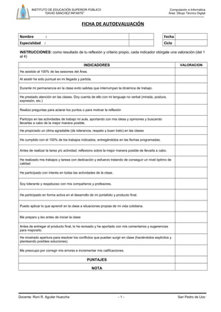 Ficha de autoevaluacion y coevaluacion | DOC