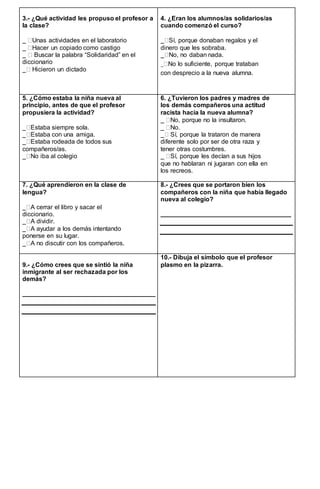 Fichas de comprension lectora. | DOCX