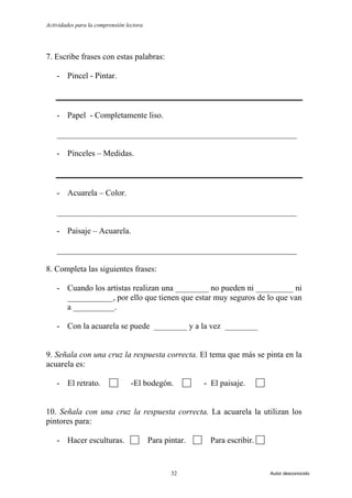 Fichas de comprension lectora | PDF